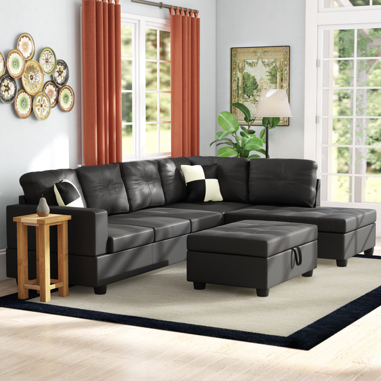 Small leather sectional with ottoman store